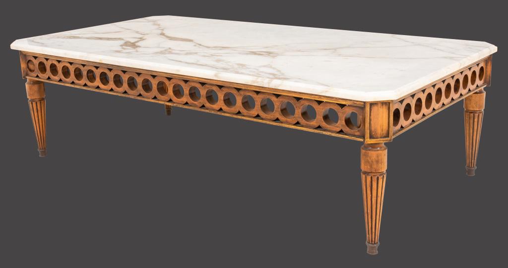 Hollywood Regency Wood & Marble Coffee Table (#0109) on Jan 08, 2023 ...