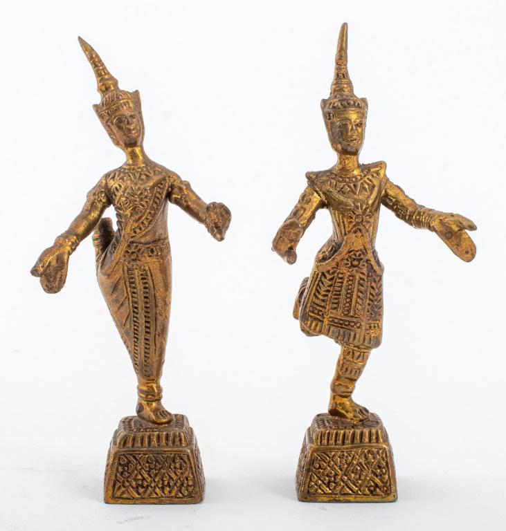Thai Gilt Bronze Dancer Figures, 2