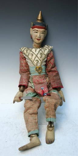 Siamese Wooden Puppet With Sword Ca. 1930
