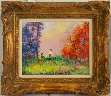 Louis Cardin Landscape Enamel On Copper