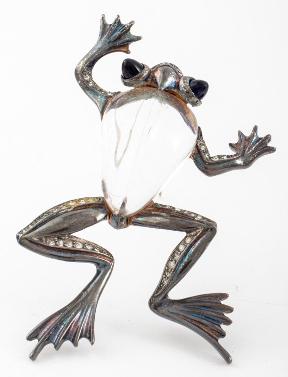 Crown Trifari Sterling Jelly Belly Frog Form Pin Auction