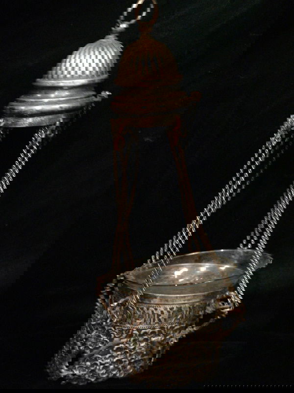 Judaica 19c. North African Eternal Light W/liner