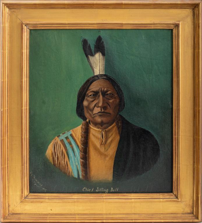 Chief Sitting Bull Portrait Oil On Canvas, 1941 Auction