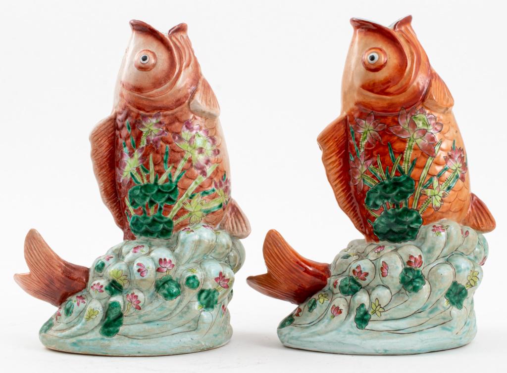 Chinese Export Porcelain Koi Fish Form Vases Auction