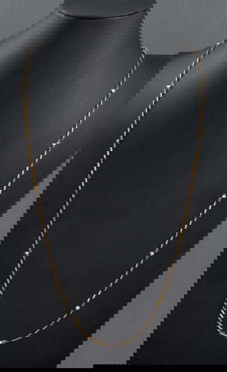 14k Yellow Gold Diamond Bar Chain Necklace Auction