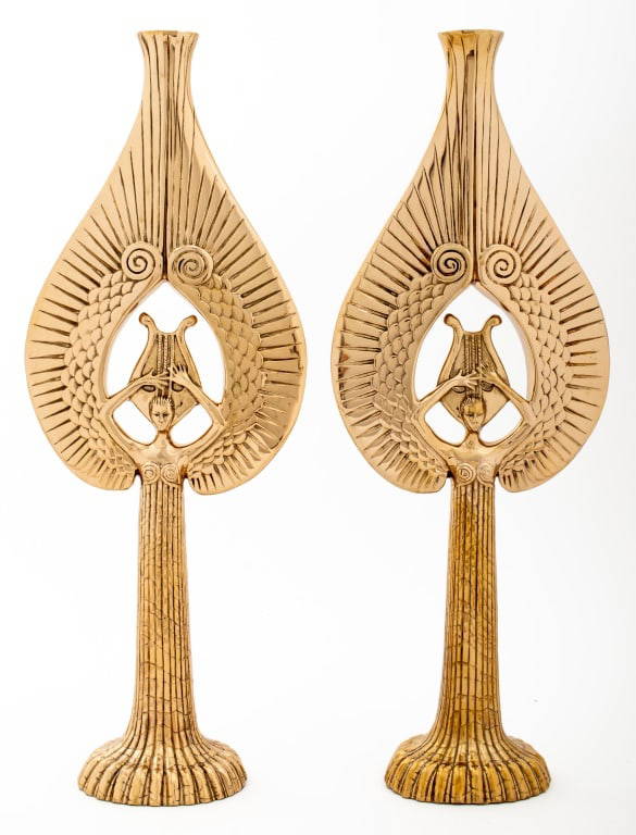 Erte "angel" Ap Gilt Bronze Candlesticks, 1985 Auction