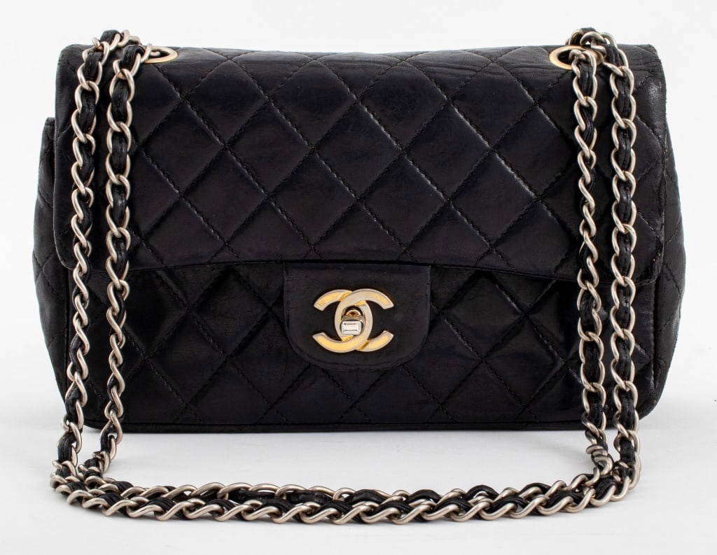 Chanel Quilted Black Leather Front Flap Hangbag Auction