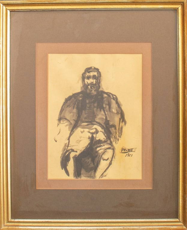 Joachim Probst 'self Portrait' Oil Sketch On Paper Auction