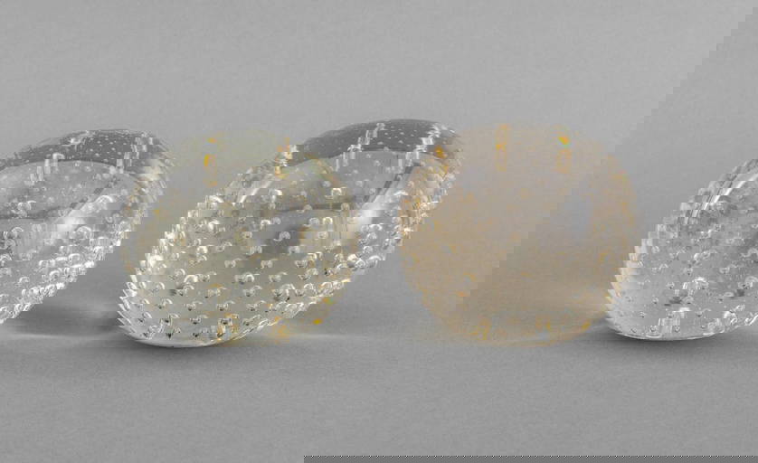 Controlled Bubble Glass Paperweights, Pair