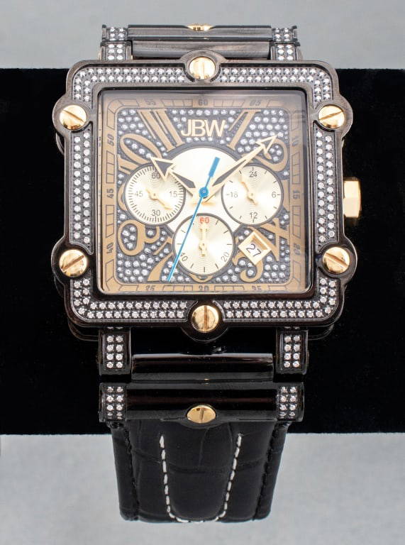 Jbw Black Stainless Steel & Diamond Watch Auction