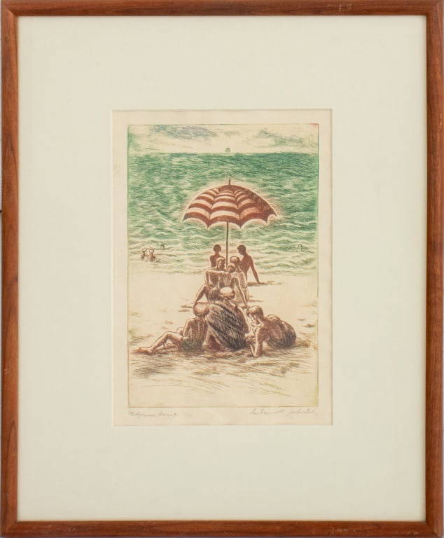 Sulamith Sokolsky "edgemere Beach" Etching, 1930 Auction