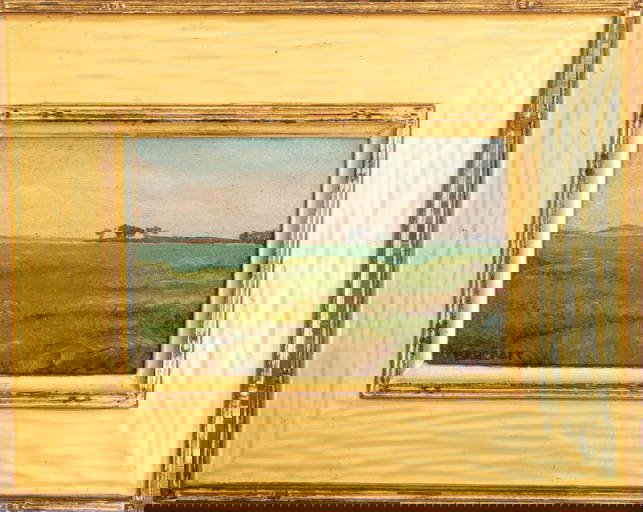 William Bancroft Riverside Landscape Oil On Board