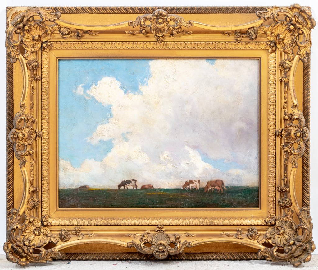 Charles Emile Heil Cows In Landscape Oil On Canvas Auction
