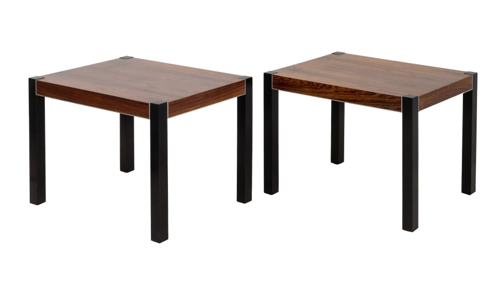 Robert Baron Rosewood Side Tables, Pair Auction