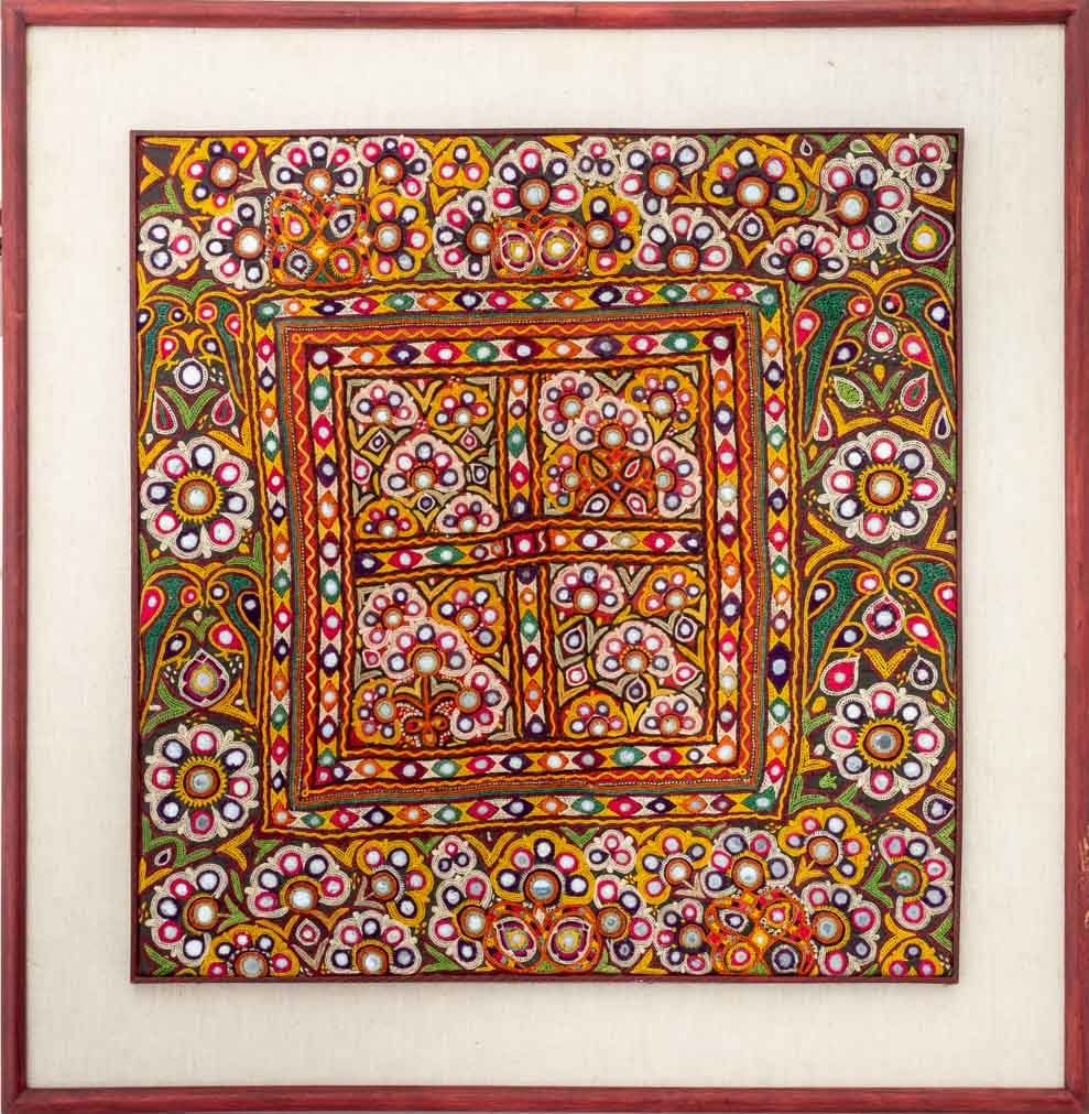 Indian Shisha Embroidery Textile Panel Auction