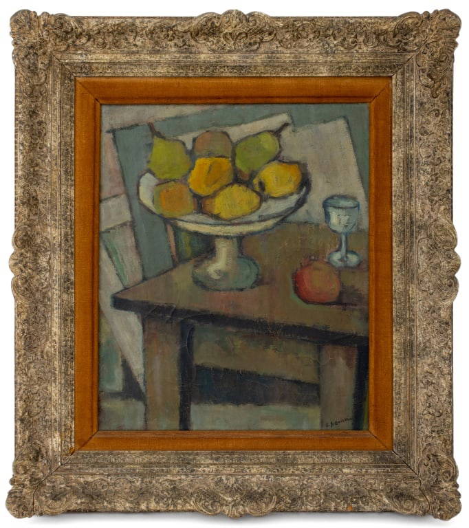 George Rene Sinicki Fruit Still Life Oil On Canvas Auction