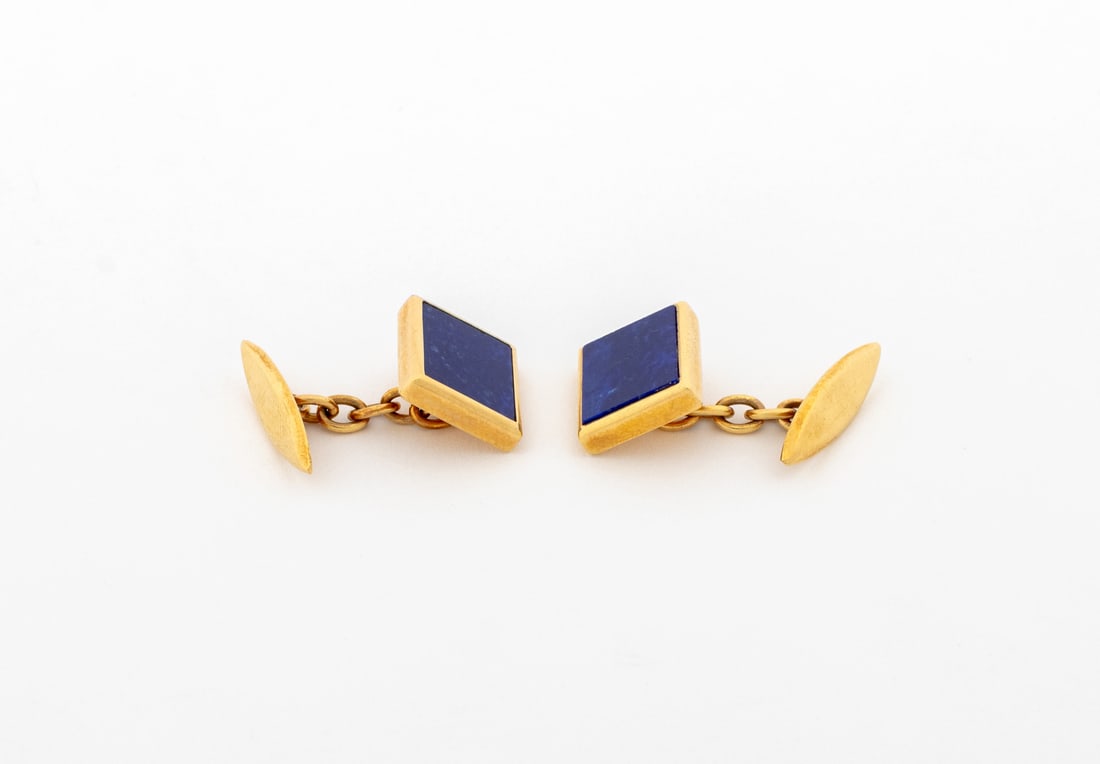 18k Yellow Gold Lapis Lazuli Cufflinks Auction