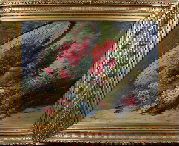 Roger Godchaux Huge Still Life Oil Period Frame