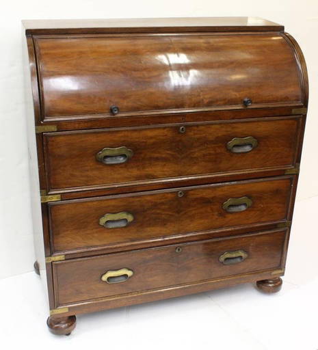 English Cylinder Roll Top Bureau Secretary
