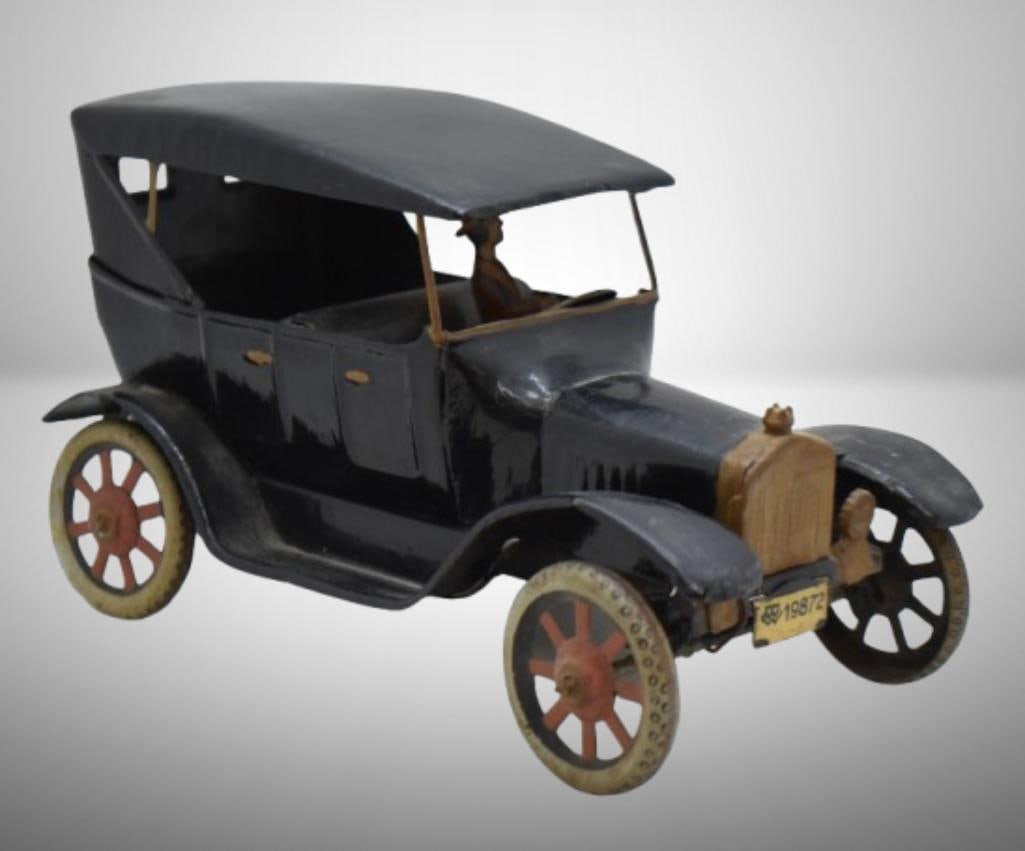 Mrkd. Germany Bing Tinplate Wind-up Ford Model T Sedan Car W/ Driver ...