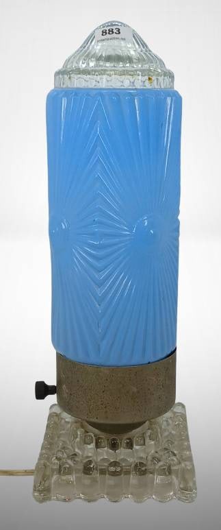 Art Deco Boudoir Bullet Lamp With Blue Shade Auction