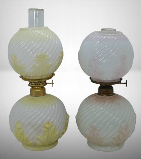 Swirl Pattern Glass Oil Lamps Auction