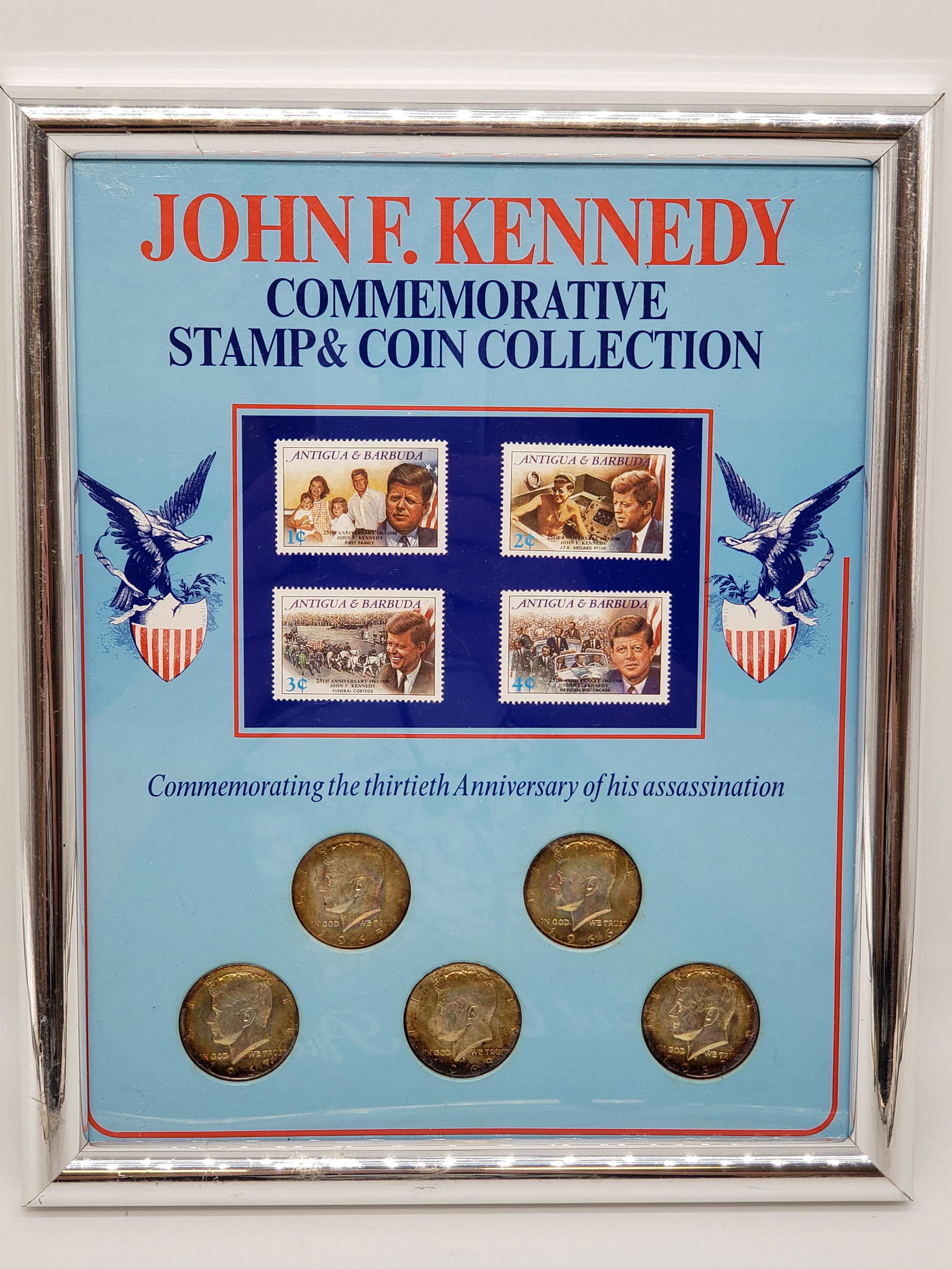 Vintage John F. Kennedy Commemorative Stamp And Coin