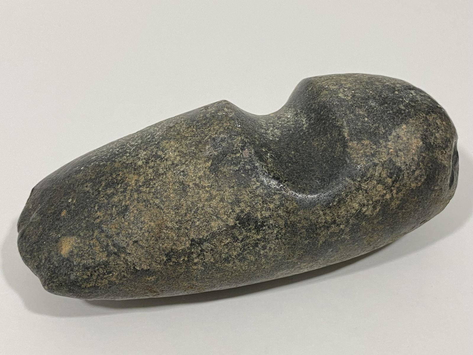 Rare Pre Columbian Carved Stone Notched Hand Axe Tool