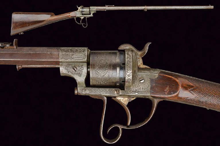 A Pin Fire Revolving Rifle By Lefaucheux, Dating: