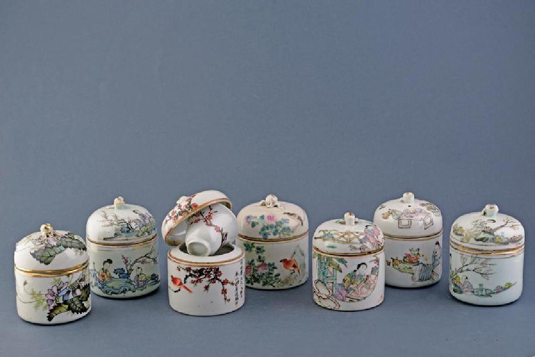 Seven Porcelain Tea Caddies