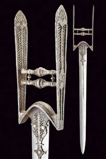 Long Tanjore Katar Dagger With Pierced Hilt And