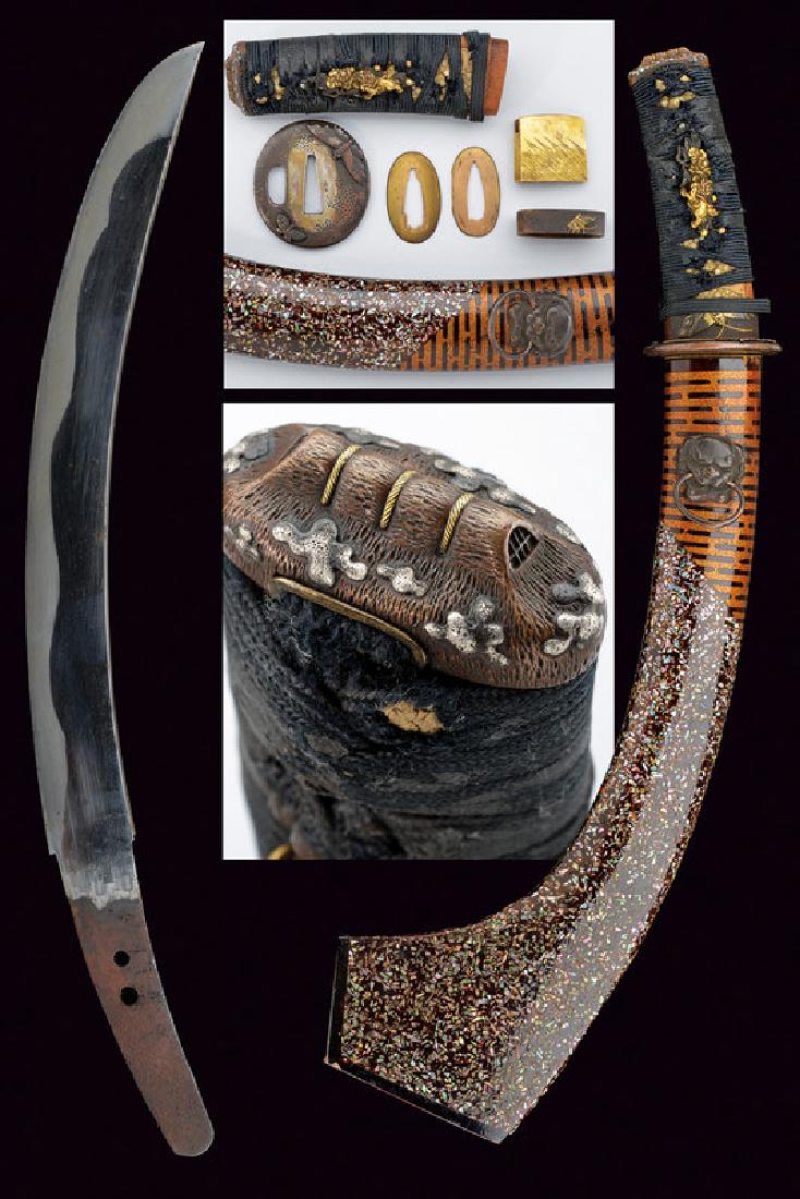 A rare nata (billhook) blade with wakizashi mount