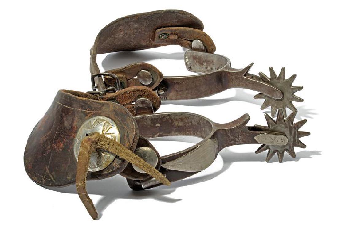 Pair Silver Engraved Spurs By John Wilson