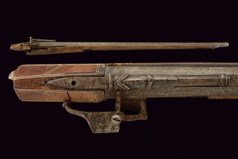 A Matchlock Barrel With Rests Of The Gun Stock