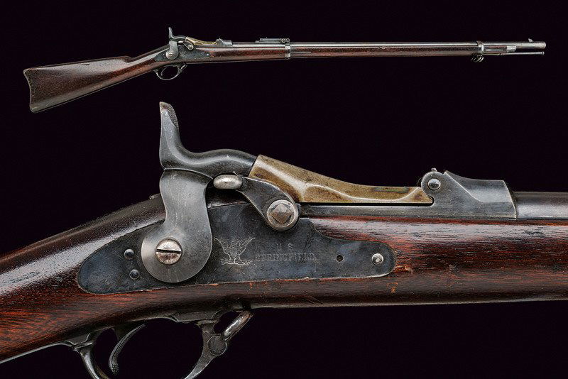 An 1884 model Springfield breech loading rifle