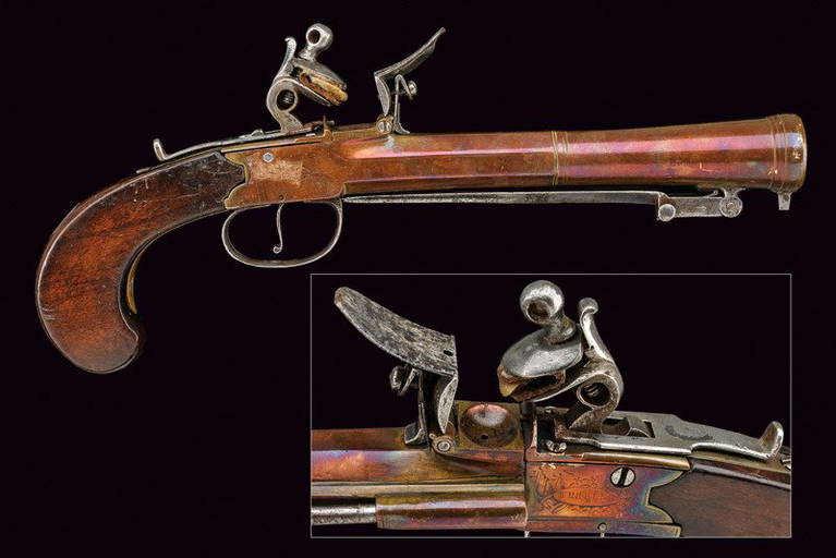 A Naval Flintlock Pistol With Bayonet