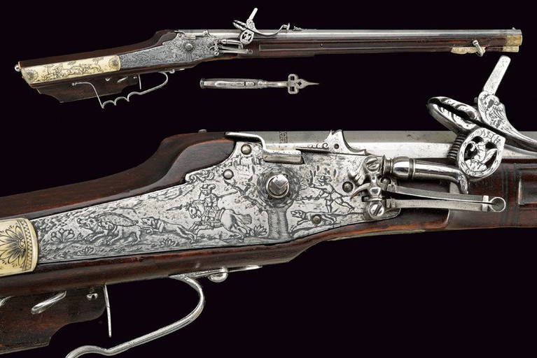 A Very Scarce Wheel Lock Rifle For A Boy Or A Woman