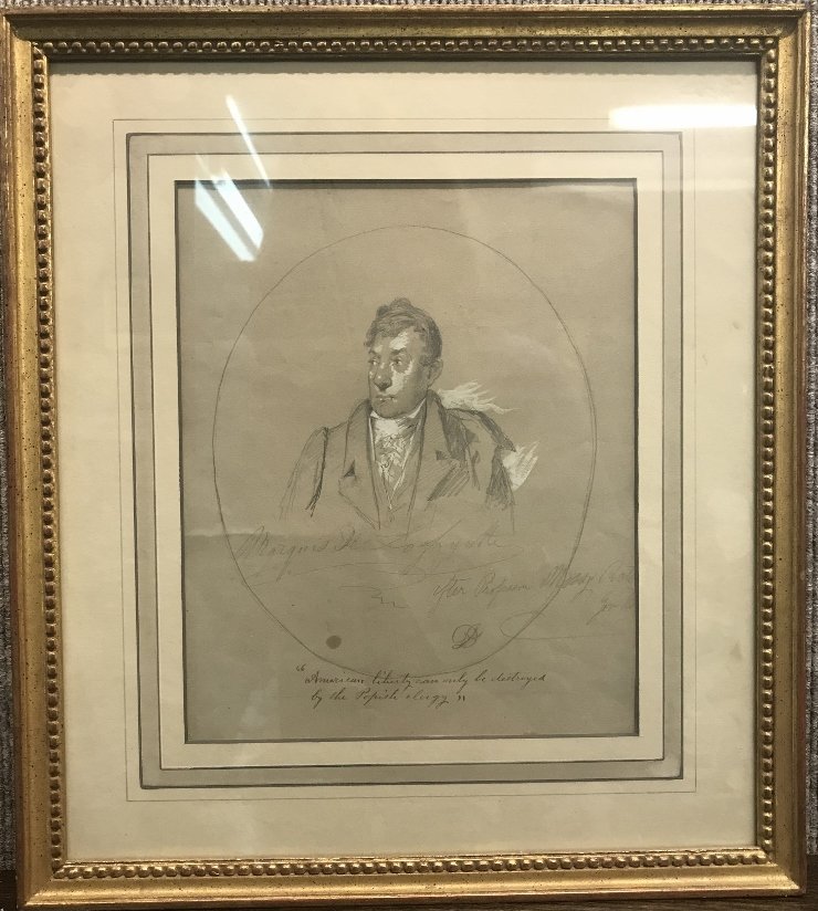 Drawing of Marquis Lafayette by David Johnson w/labels