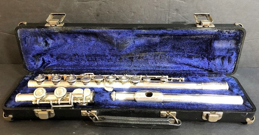 Sterling silver flute by Artley, orig box, c.1960, 13.3