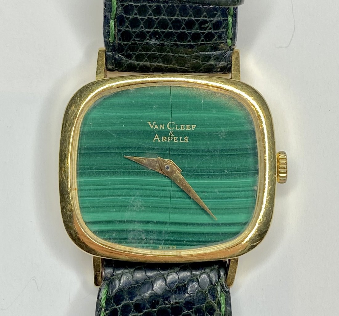 Van Cleef And Arpels 18k Watch, Malachite Face