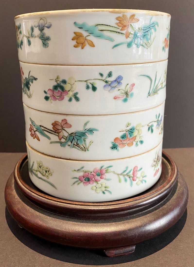 Chinese Porcelain Four Part Stacking Box