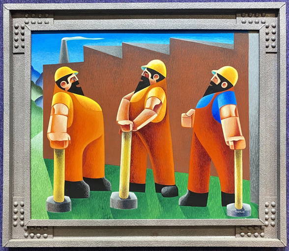 Painting Of Steel Workers By Raul Rodriguez Camacho