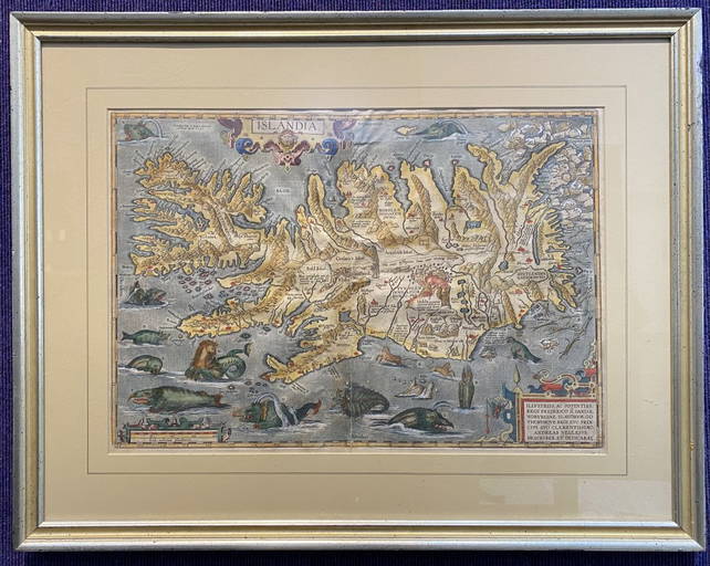1592 map of Iceland with monsters, Abraham Ortelius (#0136) on Apr 24 ...