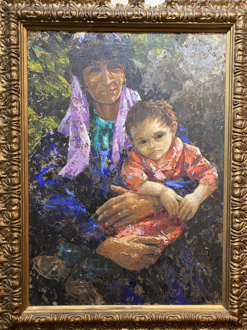 Painting By David Rawnsley, Woman & Child, C1960 (brit 20th Century)