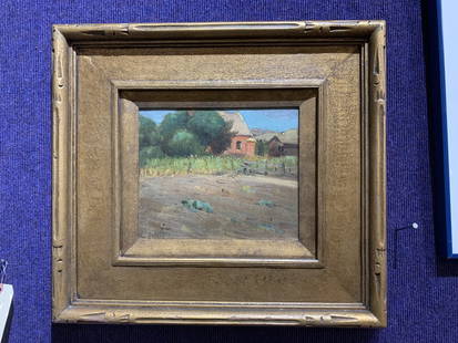 Charles S. Ward Painting Of Village,circa 1920