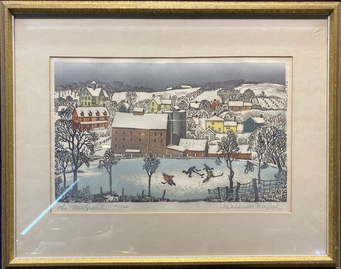 Woldemar Neufeld Etching, The Mill Pond, 20th Century