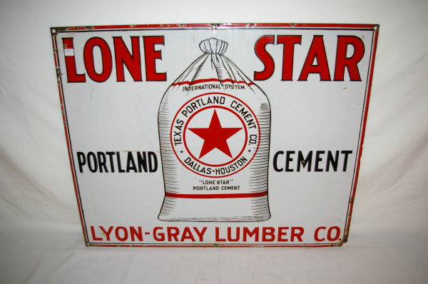2128: Advertising Porcelain Lone Star Cement Sign