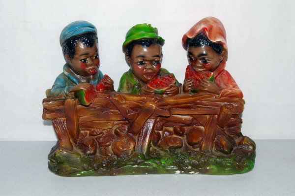 Chalk Figure Of 3 Black Boys Eating Watermelon