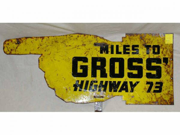541A: Die-Cut Pointing Hand Metal Sign - Oct 21, 2007 | Burley Auction ...