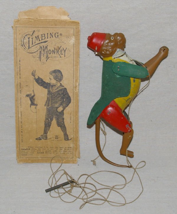 Vintage 1892 Climbing Monkey German Tin Toy